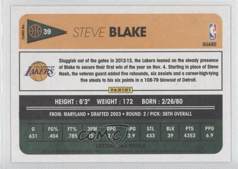 2012-13 Panini Past & Present Steve Blake #39 0o9 | eBay