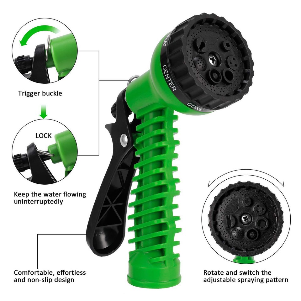 Expanding Expandable Flexible Garden Water Hose w Spray Nozzle 25, 50 ...