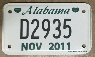 Alabama expired 2011 Dealer Motorcycle License Plate/Tag - D2935 ~ Flat ...