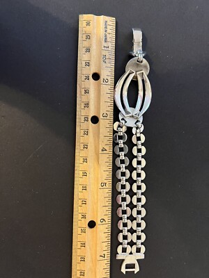 Vtg Sperry Bracelet 60’s Modernist Wide Silver Tone Link Men’s Or Woman ...