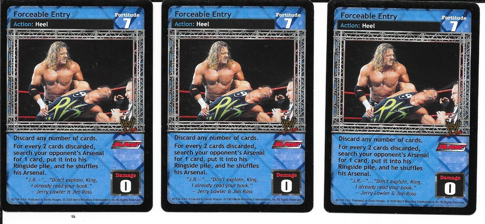 WWE RAW DEAL - 3X Forceable Entry *FREE SHIPPING* RARE Action RAW Heel ...