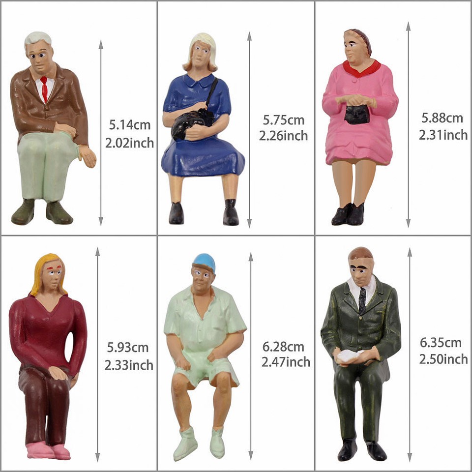 24pcs G scale Sitting Figures 1:22.5 1:25 Seated Painted People ...