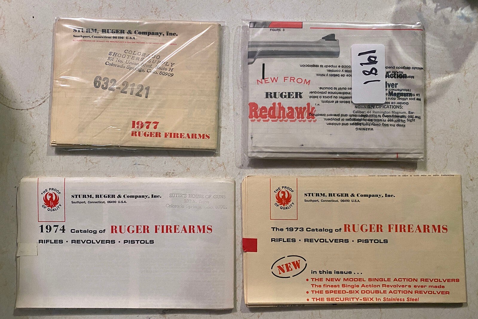 Ruger 1973/1974/1977/1981 Firearms Fold-Out Brochure/Poster catalog lot ...