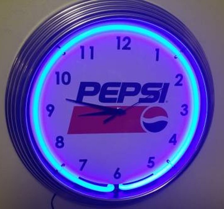 Pepsi Stuff Blue Neon Clock 15" New in Box | eBay