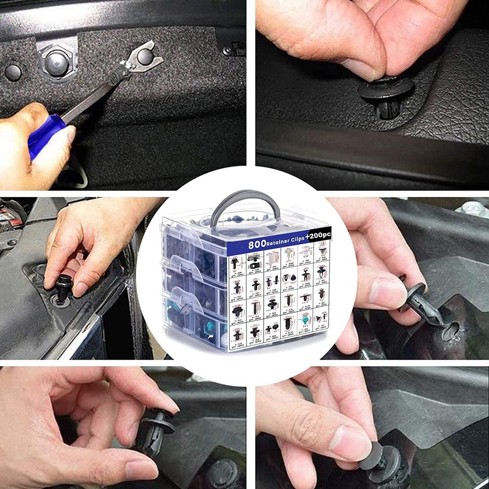 1000Pcs Car Retainer Clips Auto Fasteners Push Trim Clips Pin Rivet ...