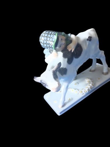 Antique Jugendstil Meissen Porcelain Girl w/ Cow Figurine Figure ...