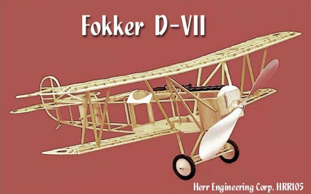 Herr Eng Fokker DVII Balsa Model Airplane Kit 24” Wingspan Rubber ...