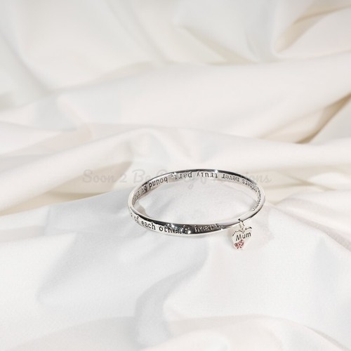 Equilibrium Heart Mum Charm Twisted Loop Silver Bangle | eBay Australia