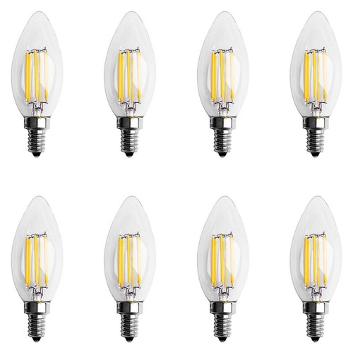 8X Dimmable E12 6W COB Bougie Flamme Filament LED Ampoule Lampe ...