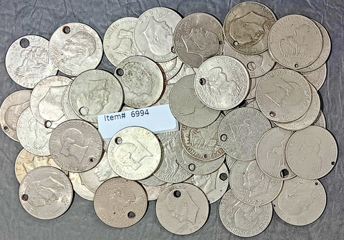 Lot of 50: Drilled, Holed, Bent, Mute USA Eisenhower Ike $1 Coins ...