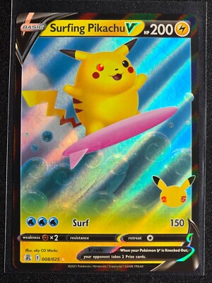 Surfing Pikachu V 008/025 (Ultra Rare) Celebrations Near Mint | eBay