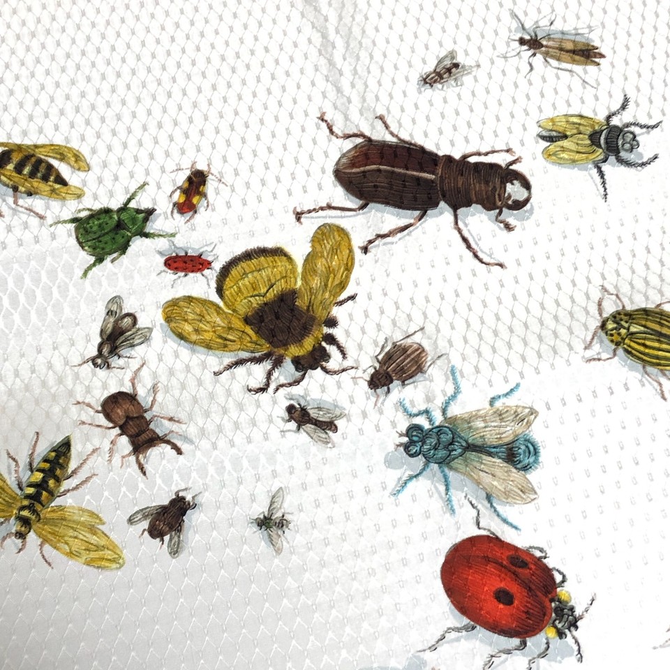 Rare!! HERMES Silk Scarf Les Insectes Bug Insect France 90 White x ...