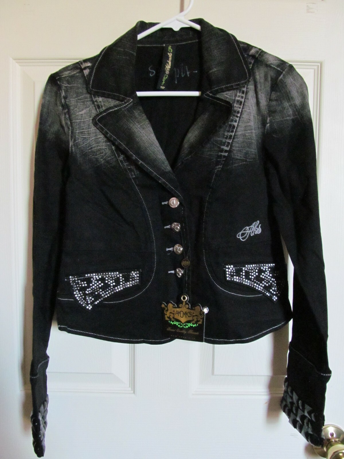 AKDMKS Akademiks Black Jean Denim Embellished Jacket Size S/P Vendor ...