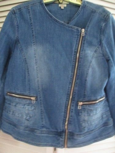 NEW REBA JACKET BLUE DENIM LONG SLEEVE ZIPPERS CONVERTIBLE FRONT LINED ...