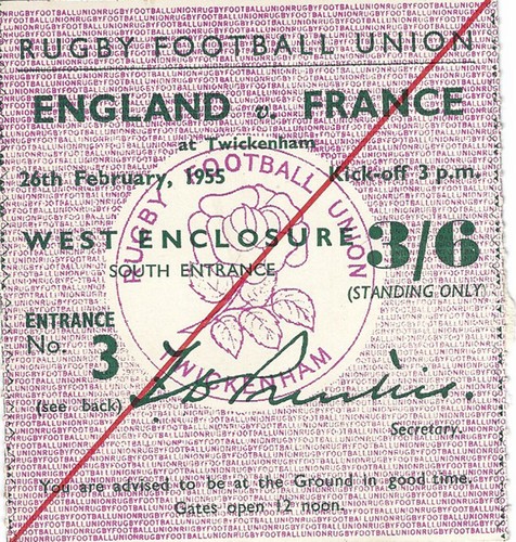 England v France 26 Feb 1955 Twickenham RUGBY TICKET | eBay