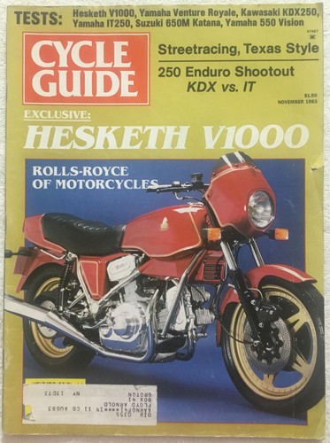 Cycle Guide Motorcycle Magazine November 1983 Hesketh V1000 Rolls Royce ...