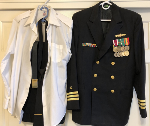 US Navy Line Officer O-5 Service Dress Blue Uniform Jacket/Pants/Medals ...