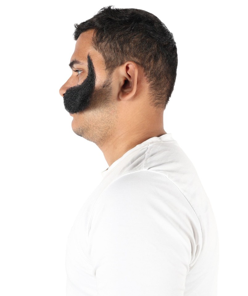 Men's Giant Black Mustache, Self-Adhesive Fake Mustache, Realistic ...