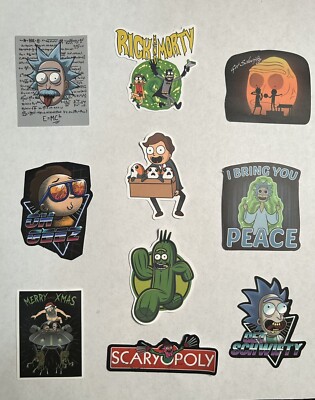 10 Pcs Adult Animated Rick and Morty TV Show Decal Laptop Sticker Pack ...