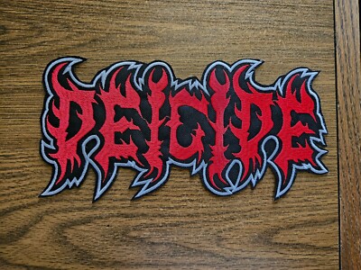 DEICIDE, SEW ON RED WITH WHITE BORDER EMBROIDERED LARGE BACK PATCH | eBay