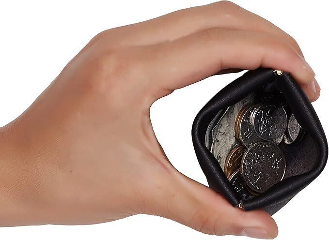 Leather Squeeze Coin Purse Pouch Change Holder For Men & Women - Balck ...