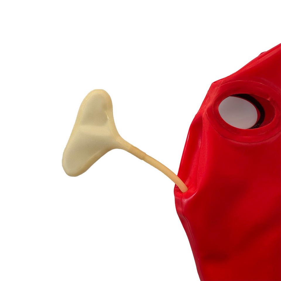 Red Latex Hood Inflatable Gag Rubber Mask Experience Suffocation Fetish ...