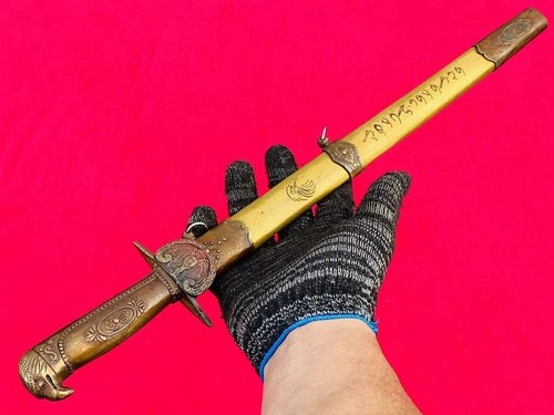 Vintage Short Sword Europe Blade Knives Edge Dagger Signed Scabbard ...