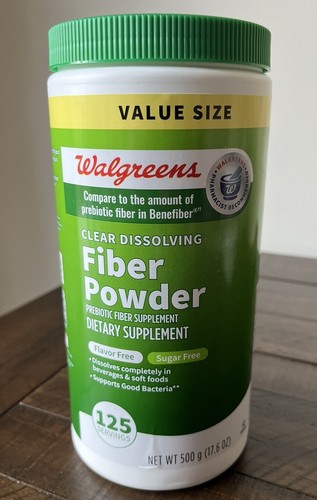 WALGREENS FIBER POWDER CLEAR DISSOLVING 125 SERVINGS 17.6 oz FLAVOR ...