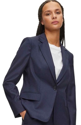 Hugo Boss MIDNIGHT FANTASY Women's Jolisana Plaid Wool Blazer, US Size ...