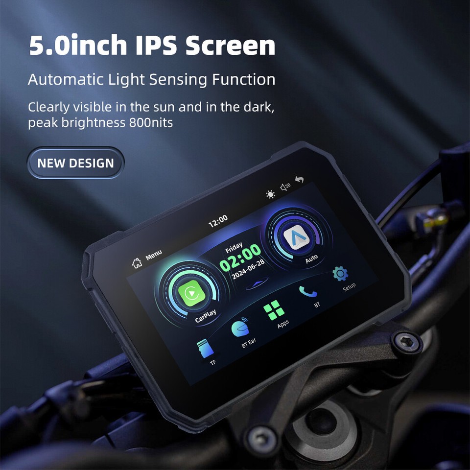 Motorcycle GPS Navigation Waterproof with Carplay Android Auto Mrirro ...