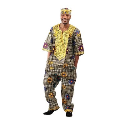 Men's Cotton Print Dashiki Set Free Size | eBay