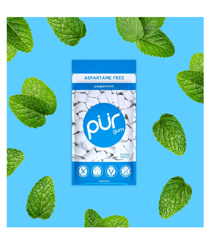 PUR Gum Aspartame Free Chewing Gum 100% Xylitol Natural Peppermint ...