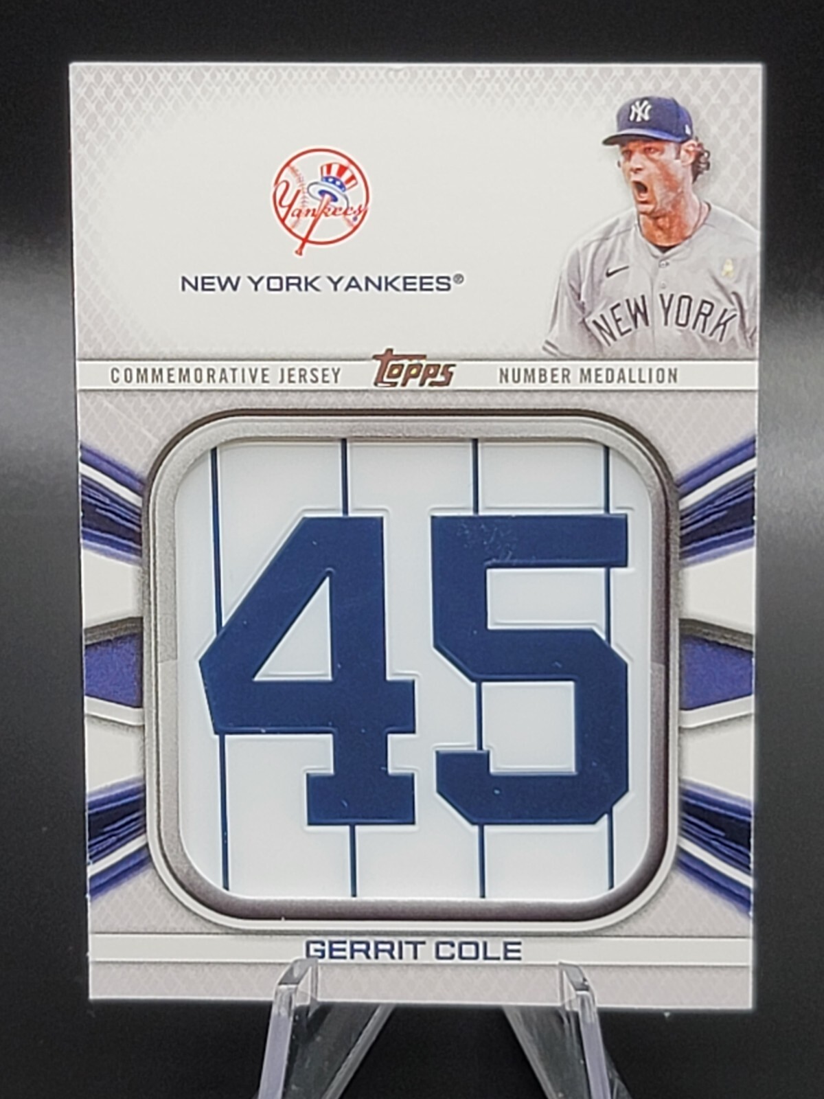 Gerrit Cole 2022 Topps MLB Series 1 Player Jersey Number Medallion Card ...