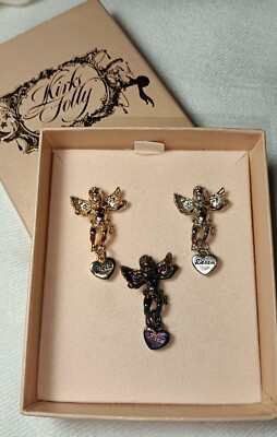 Kirks Folly Three Angels Drop Dangle Heart Charm 3 Pins Lot | eBay