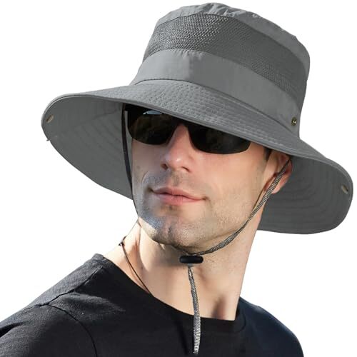 Sun Hats for Men Women, Wide Brim Bucket Hat UV Protection 1-dark Grey ...