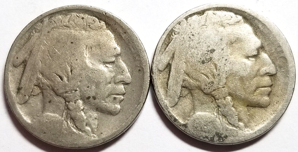 Dateless 1913 PD Type 1 Raised Mound Buffalo Nickels (2 coins) Free ...