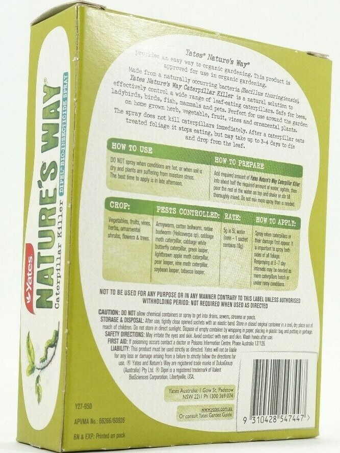 Yates Nature's Way Dipel Safe Organic Pesticide Insecticide Caterpillar ...
