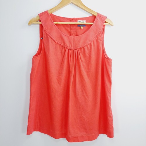 Heyton Sleeveless Blouse Womens Size 16 XL Coral Red Linen Blend Yoke ...