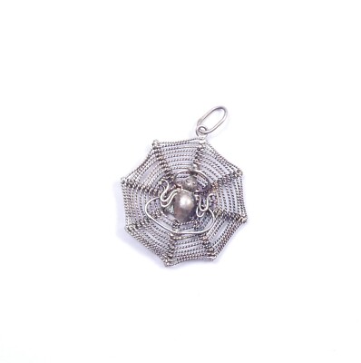 Vintage Charm Spider Spiders Web 925 Sterling Silver Lightweight 1.2g ...