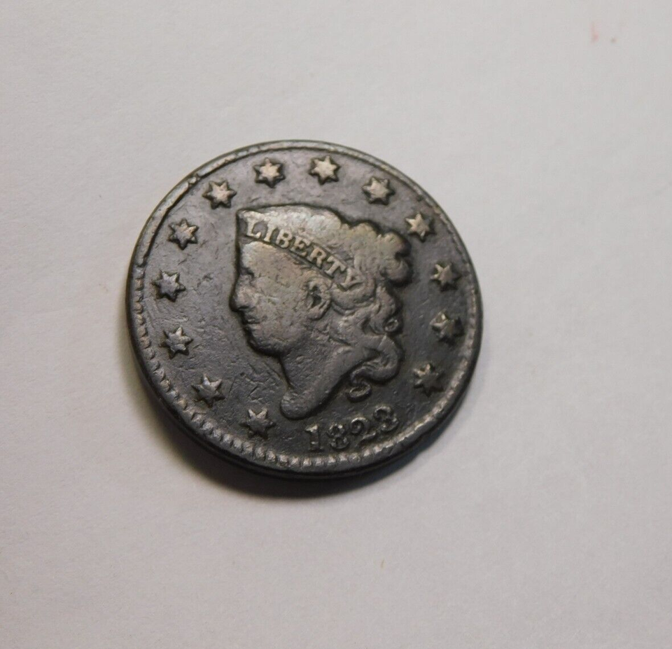 100% ORIGINAL 1823 LARGE CENT CHOCOLATE BROWN FINE, BOLD LIBERTY BOLD ...