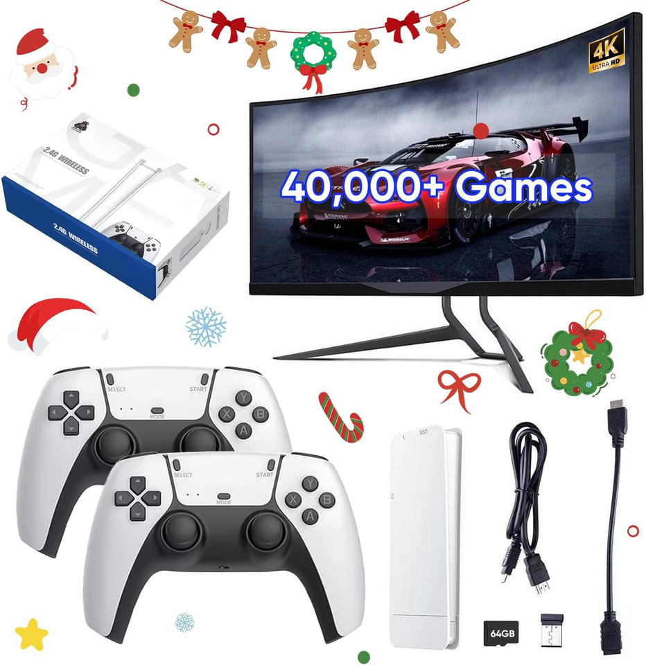 Saker 2026 New Retro Game Console: 4K HDMI TV Console, 40,000+ Classic ...