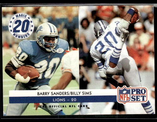 1992 Pro Set #349 Barry Sanders / Billy Sims MN Lions Football Card ...