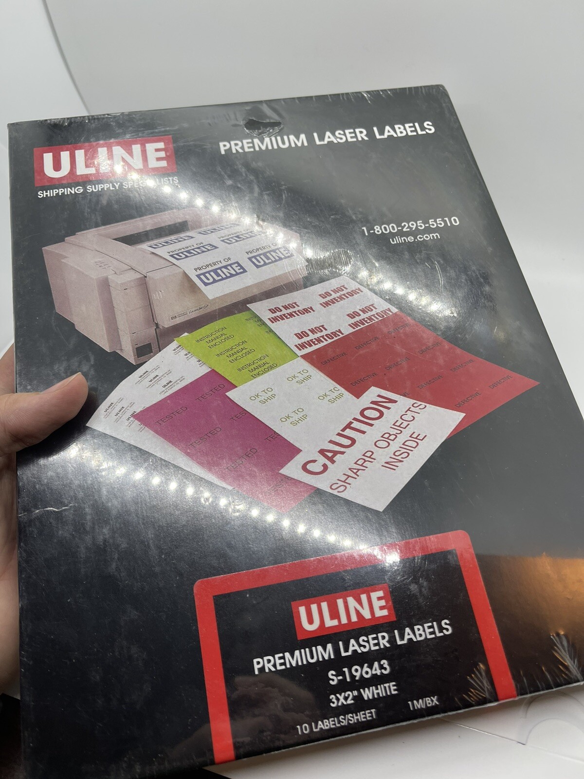 Packs Uline Premium Laser Labels 3" " White Sheets S-19643 for sale ...