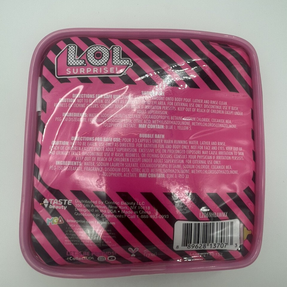 LOL SURPRISE BATH SET BUBBLE BATH SHOWER GEL BATH POUF / ZIPPERED BAG ...