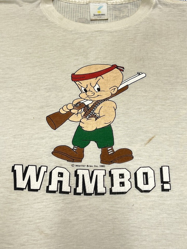 Vintage 80s T Shirt: 1985 Looney Tunes Elmer Fudd Rambo Wambo Adult ...