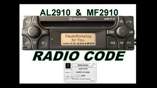 Radio Code Dienst inkl. Code Karte - Mercedes Alpine AUDIO 10 CD MF2910 ...