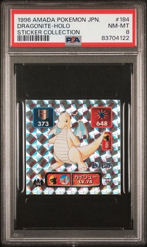 PSA 8 NM-MT DRAGONITE HOLO 1996 AMADA POKEMON JAPANESE STICKER 184 1st ...