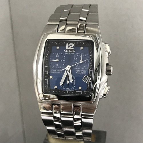 Citizen Men’s Eco-Drive perpetual calender Blue Dial Bracelet Watch ...