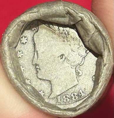 SEALED BUFFALO NICKEL HALF ROLL W KEY 1913 5C & 1884 LIBERTY V ENDS ...