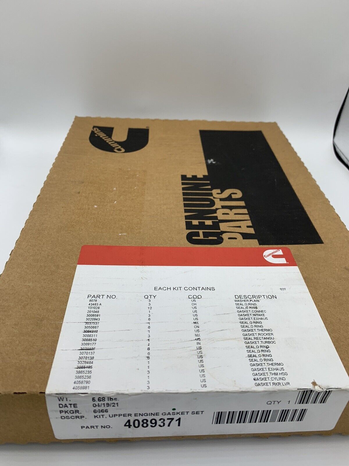 NEW Upper Head Gasket Set 4089371 Fit For Cummins N14 CELECT 4024928 ...